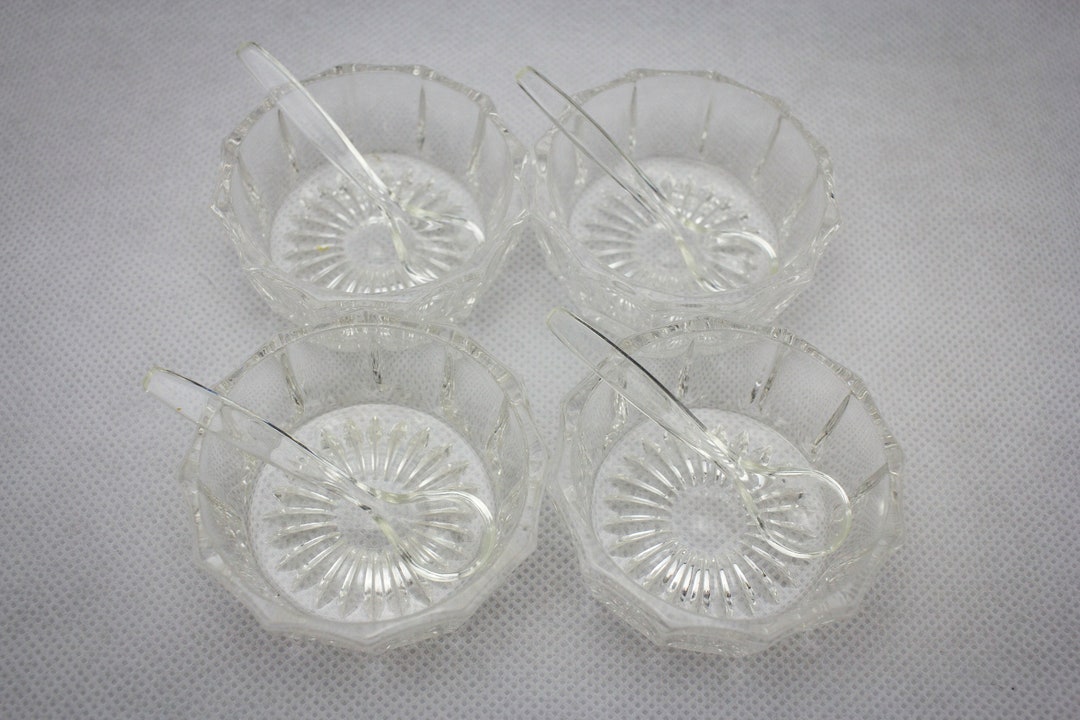 Vintage Set of Pressed Glass Individual Salt Cellars With Plastic ...