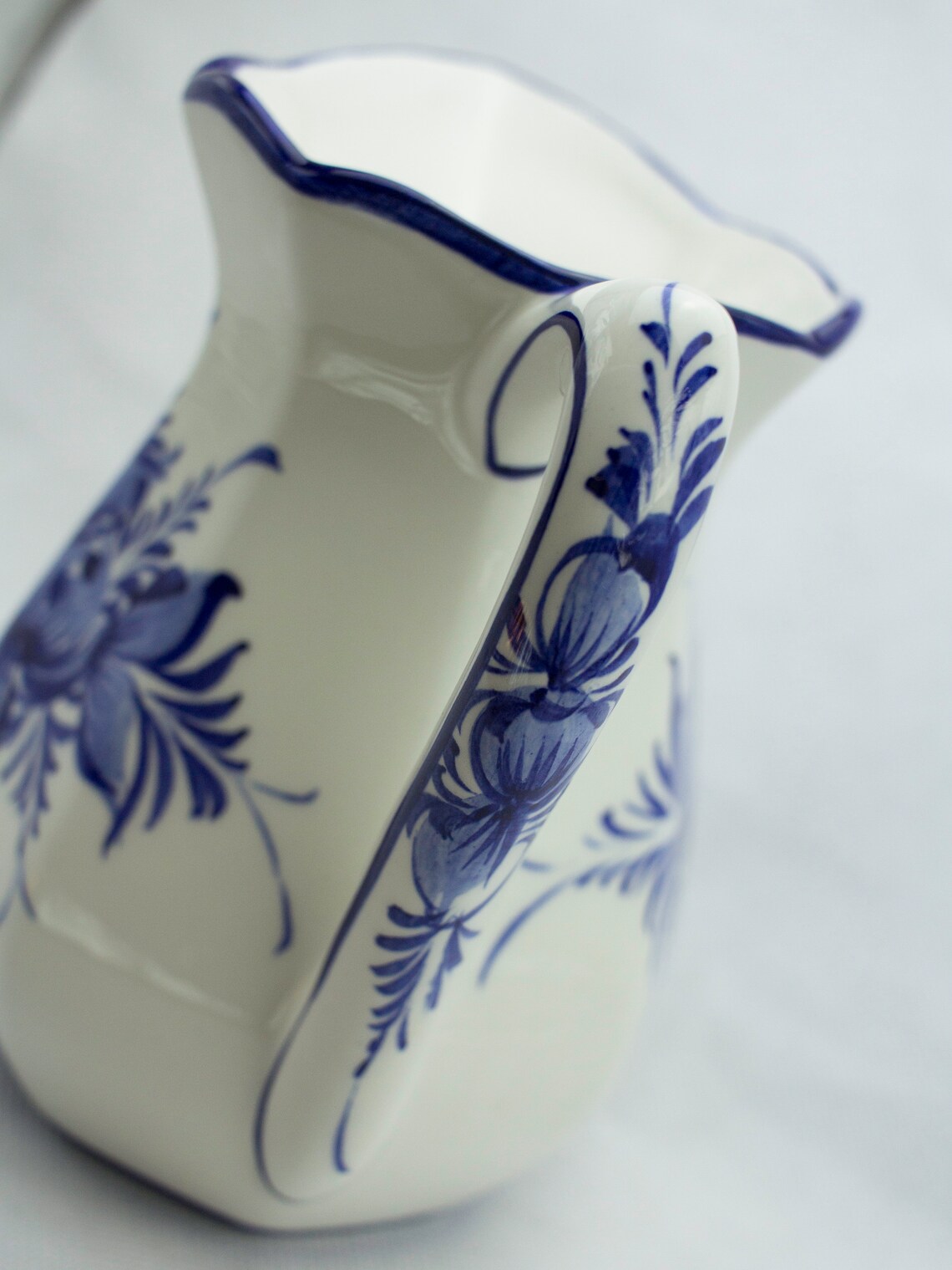 Hand Painted Ceramic Pitcher With Blue Floral Motif Vintage - Etsy