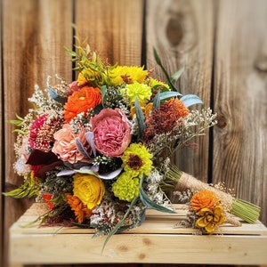 Fall Boho Bouquet, Wildflower Bouquet, Sola Wood Flower, Wild Bridal ...