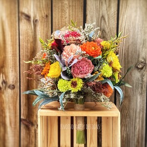 Fall Boho Bouquet, Wildflower Bouquet, Sola Wood Flower, Wild Bridal ...