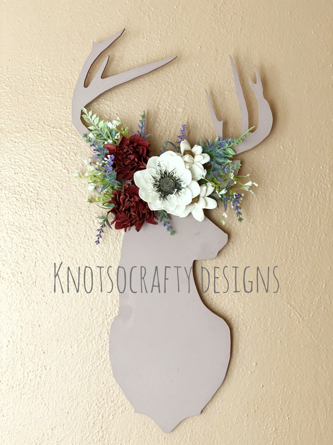 Deer Head Decor Deer Antler Wood Cutout Rustic Deer Head | Etsy