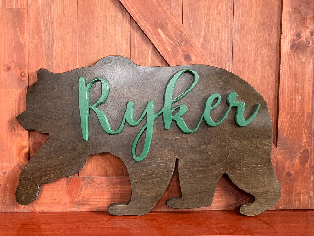 Custom Bear Name Sign, Woodland Bear Nursery Decor, Boy Nursery Name ...