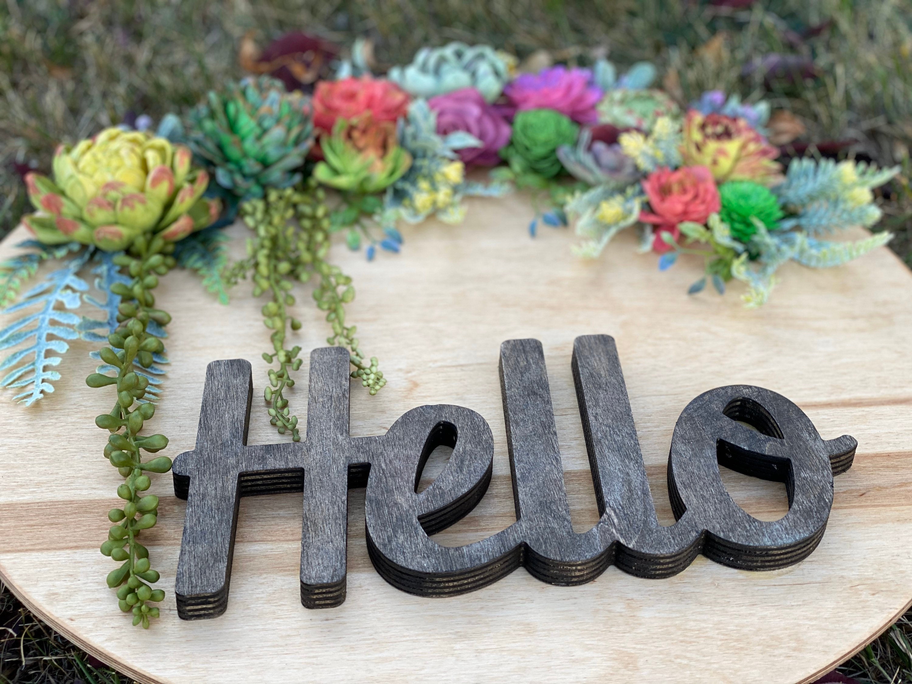 Hello Sign With Succulents Wood Flower Succulents Succulent | Etsy