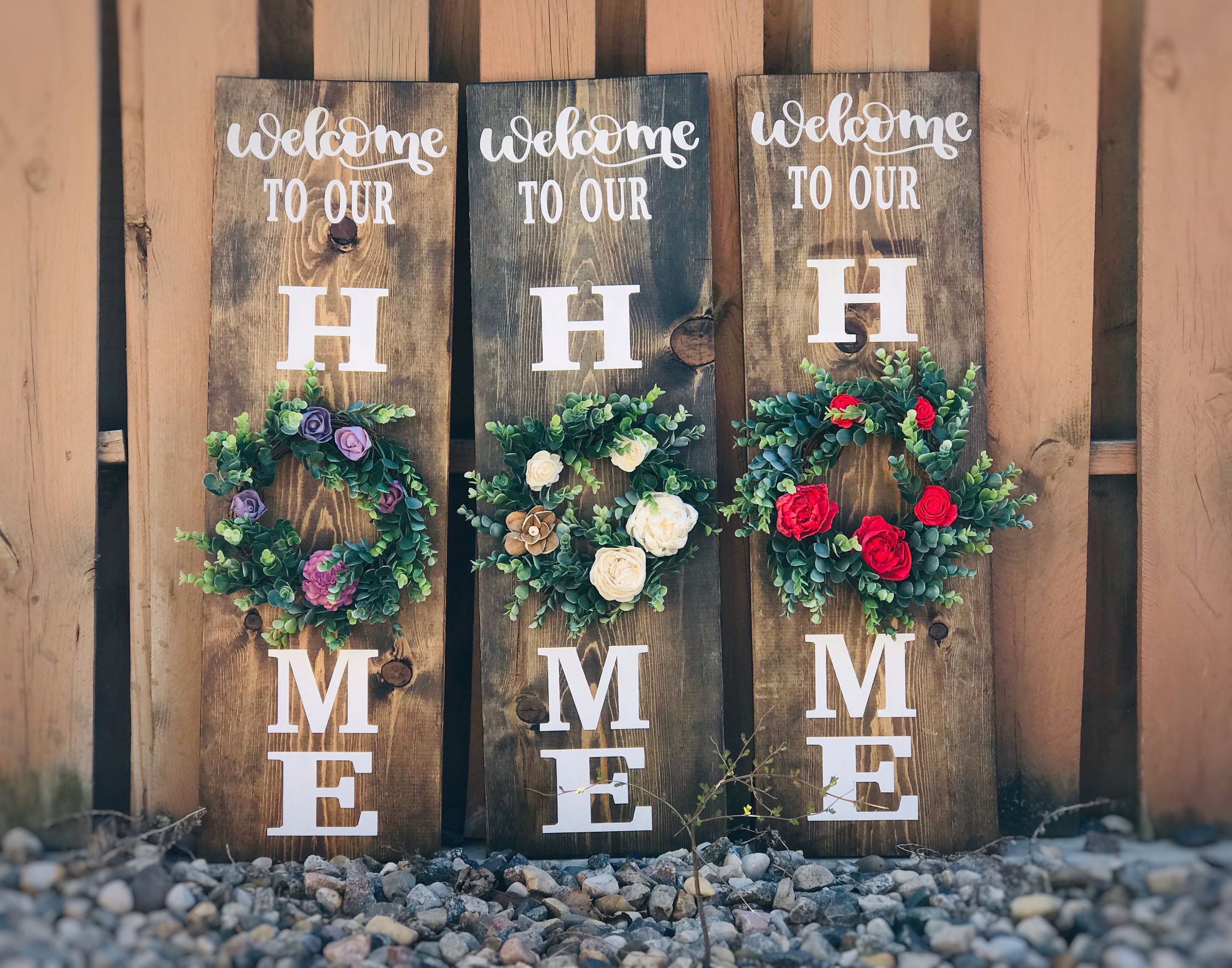 Welcome to our home sign Home Sign with wreath Entryway | Etsy