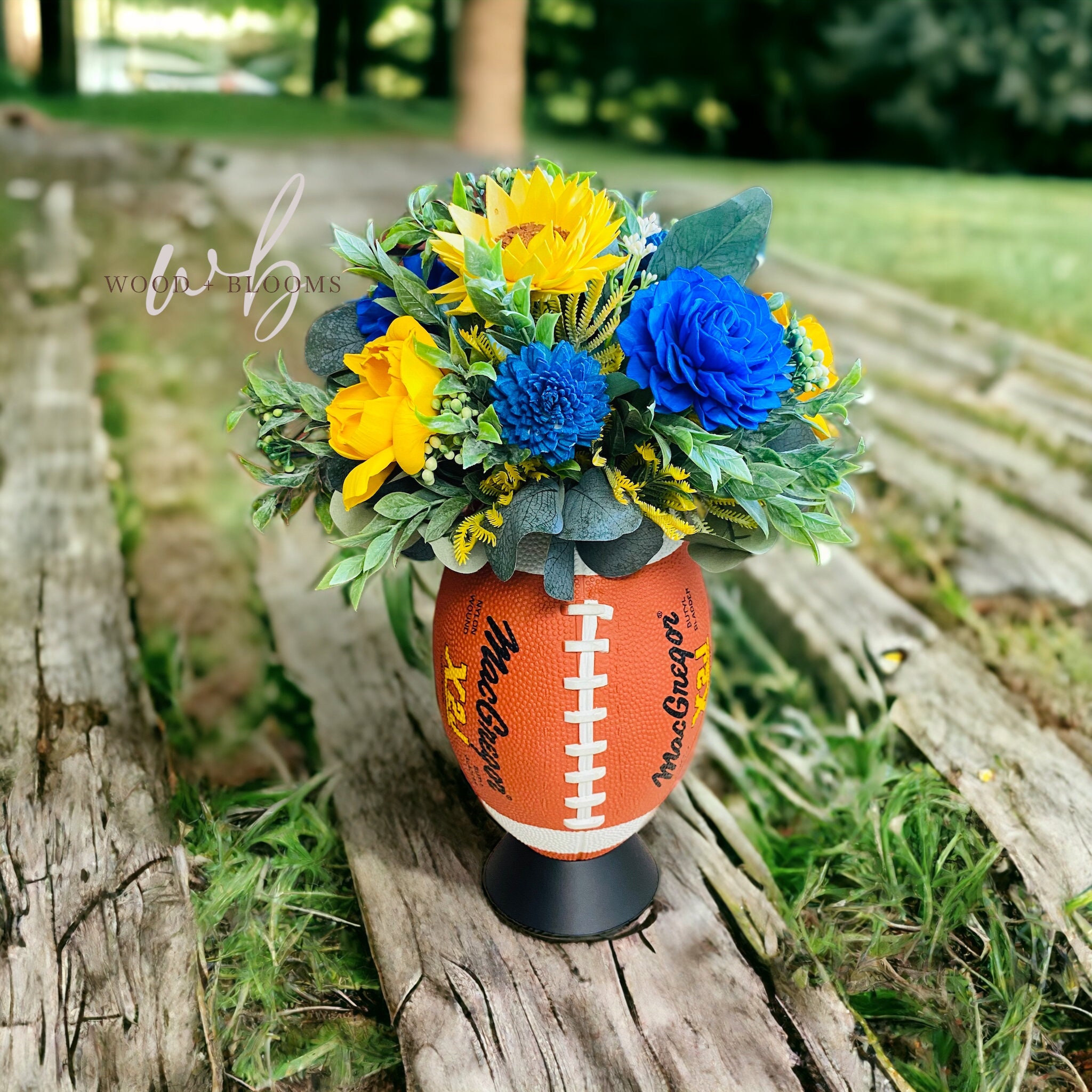 Football Bouquet, Flower Arrangement, Sola Wood Flower, Football Gift ...