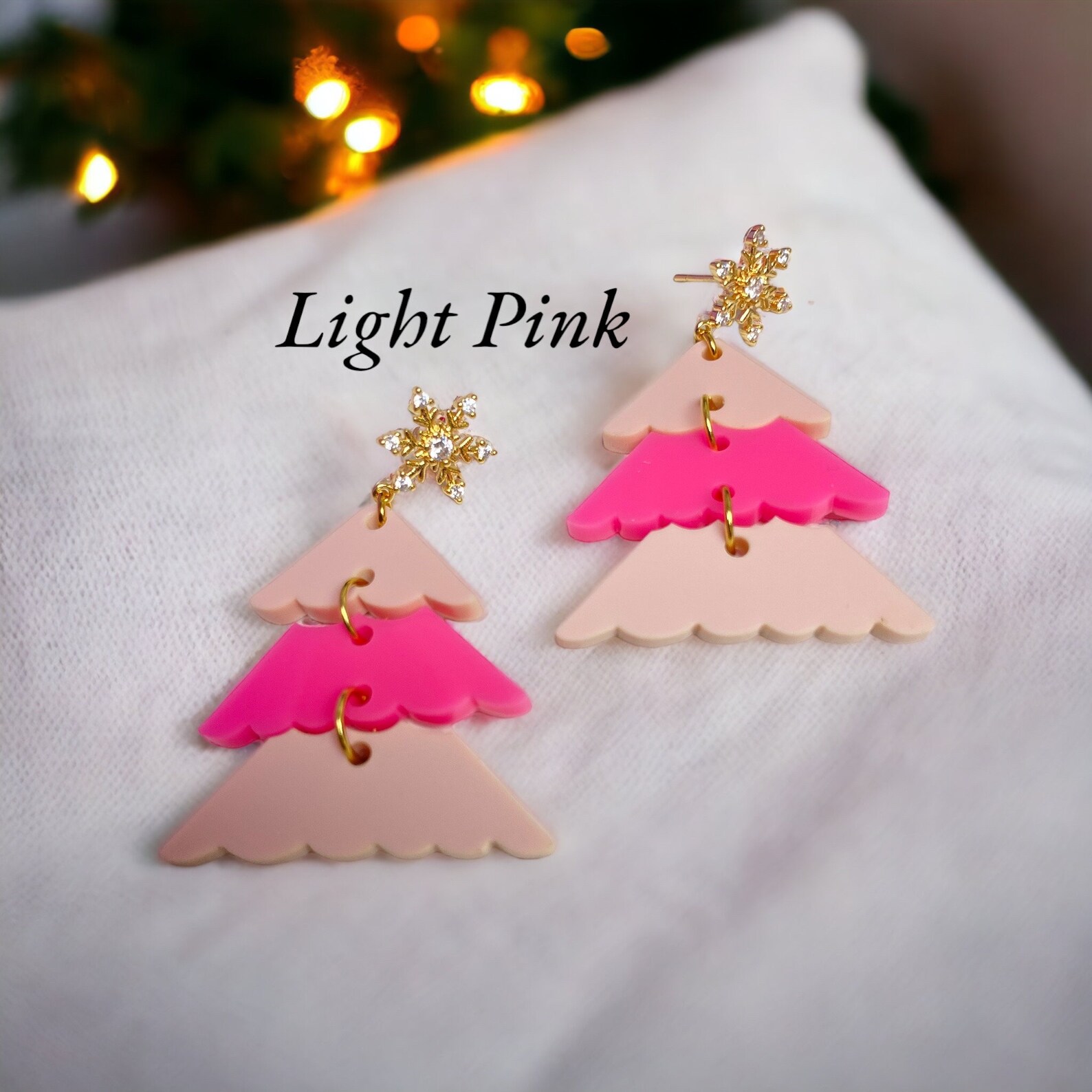 Christmas Tree Earring, Pink Christmas, Tree Dangle Earring, Tree and ...