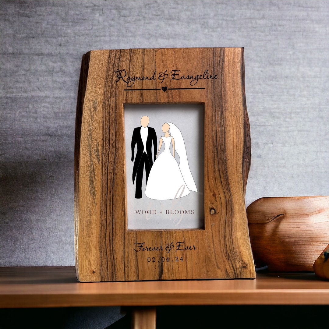 Personalized Picture Frame, Laser Engraved Wedding Photo Frame, Wedding ...