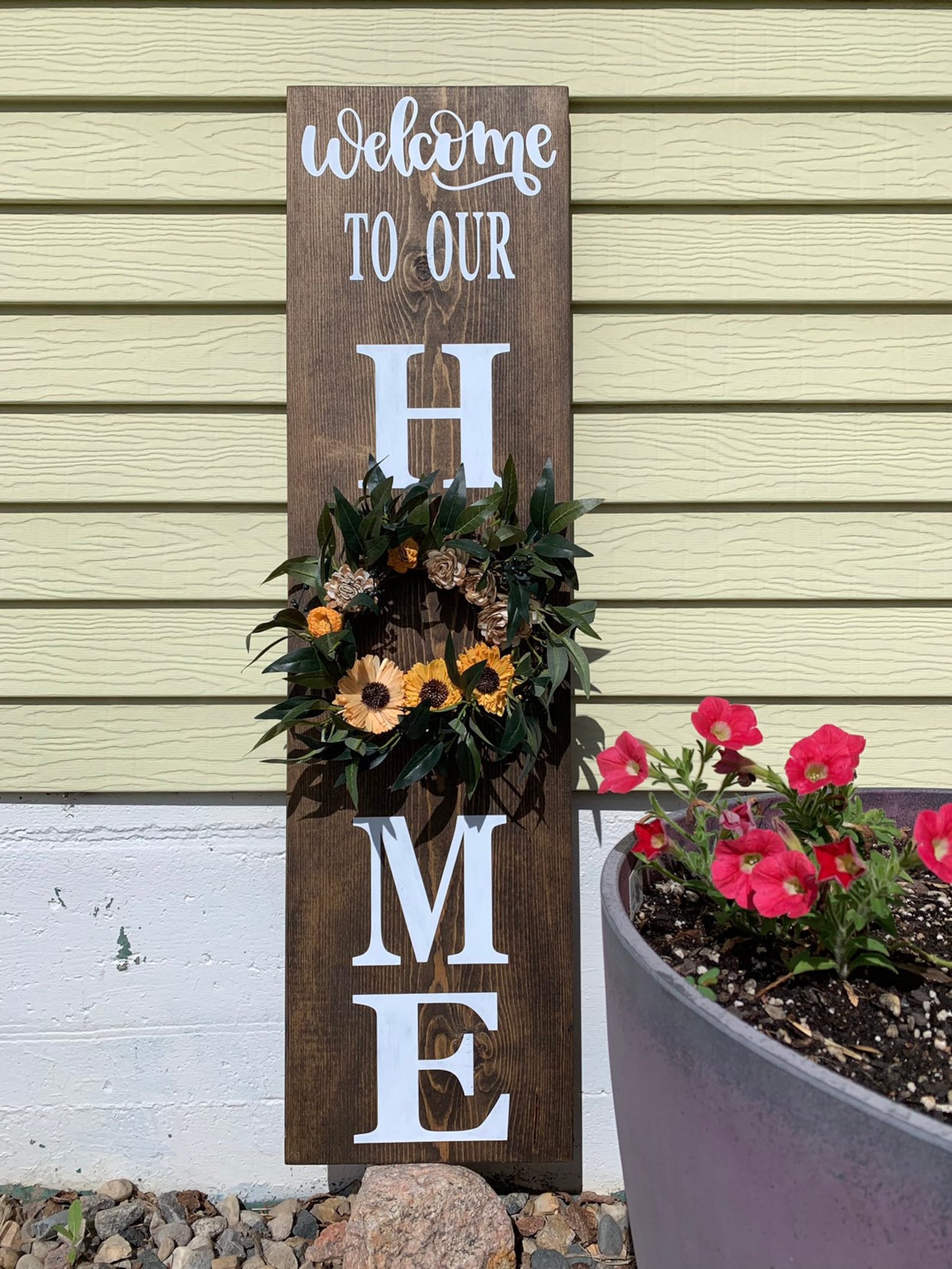 Welcome to Our Home Sign Home Sign With Wreath Entryway - Etsy