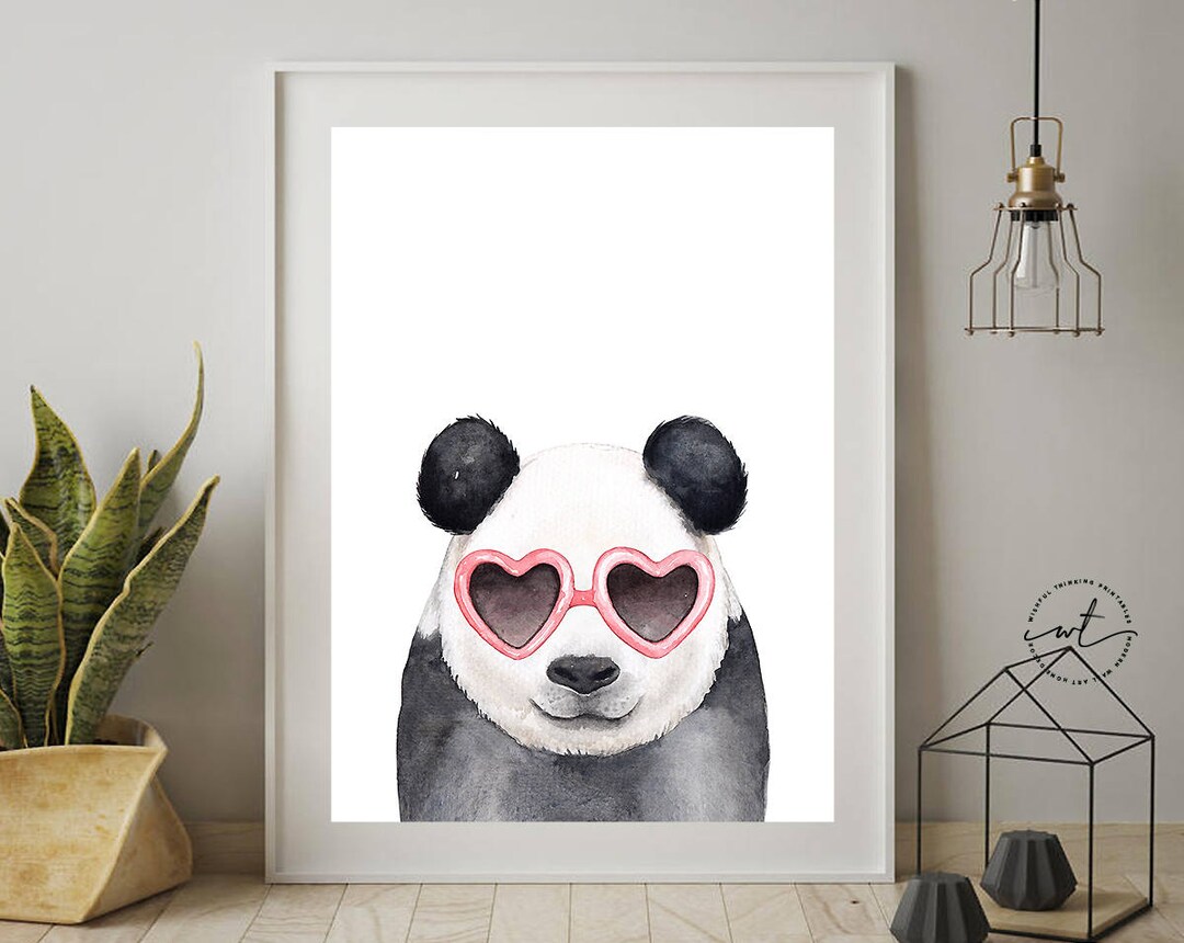 Art mural de pépinière. Peinture à laquarelle de panda. Décor de ...