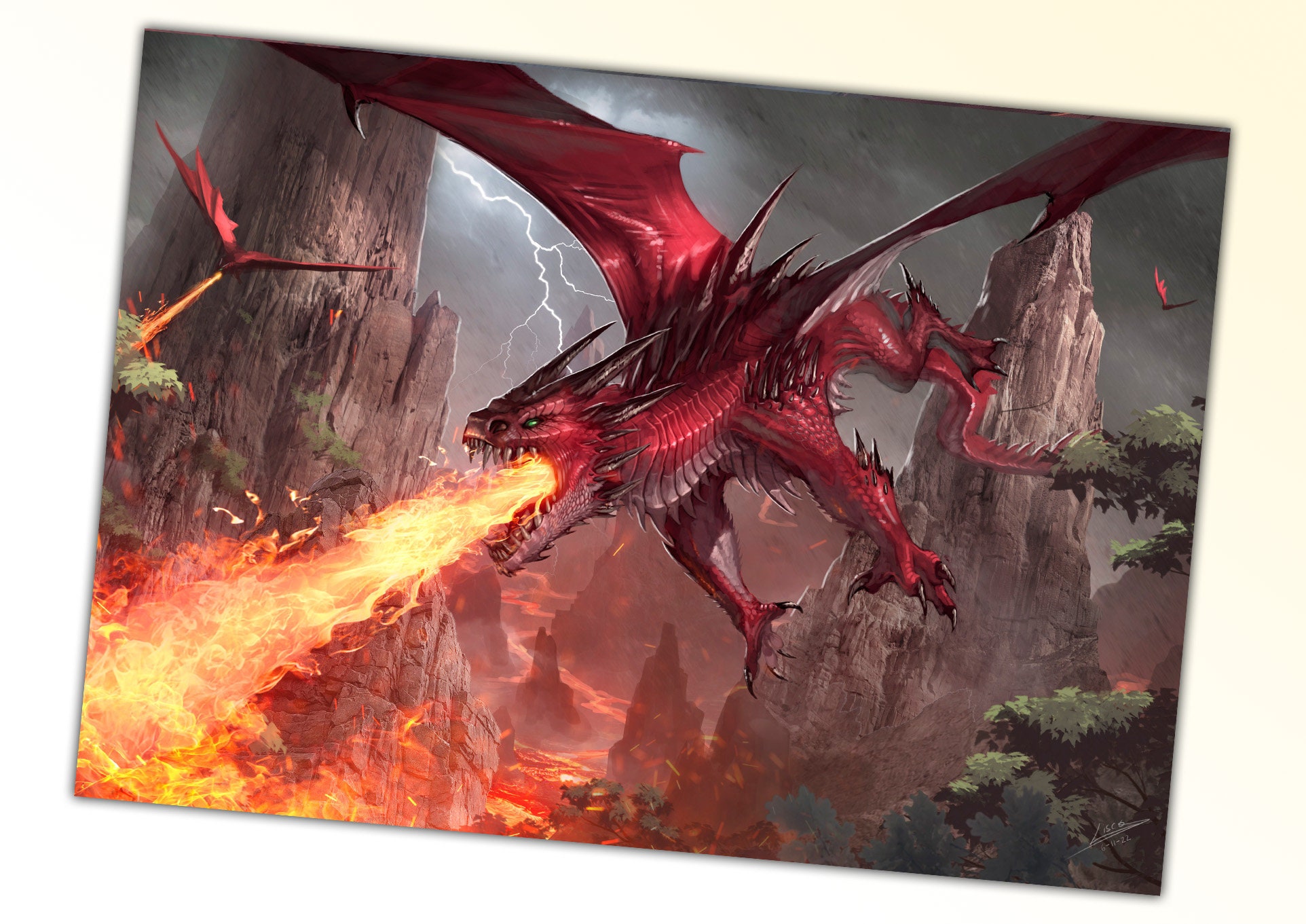 Dragon Print, Red Dragon, Dragon Art Print, Dragon Wall Art, Poster ...