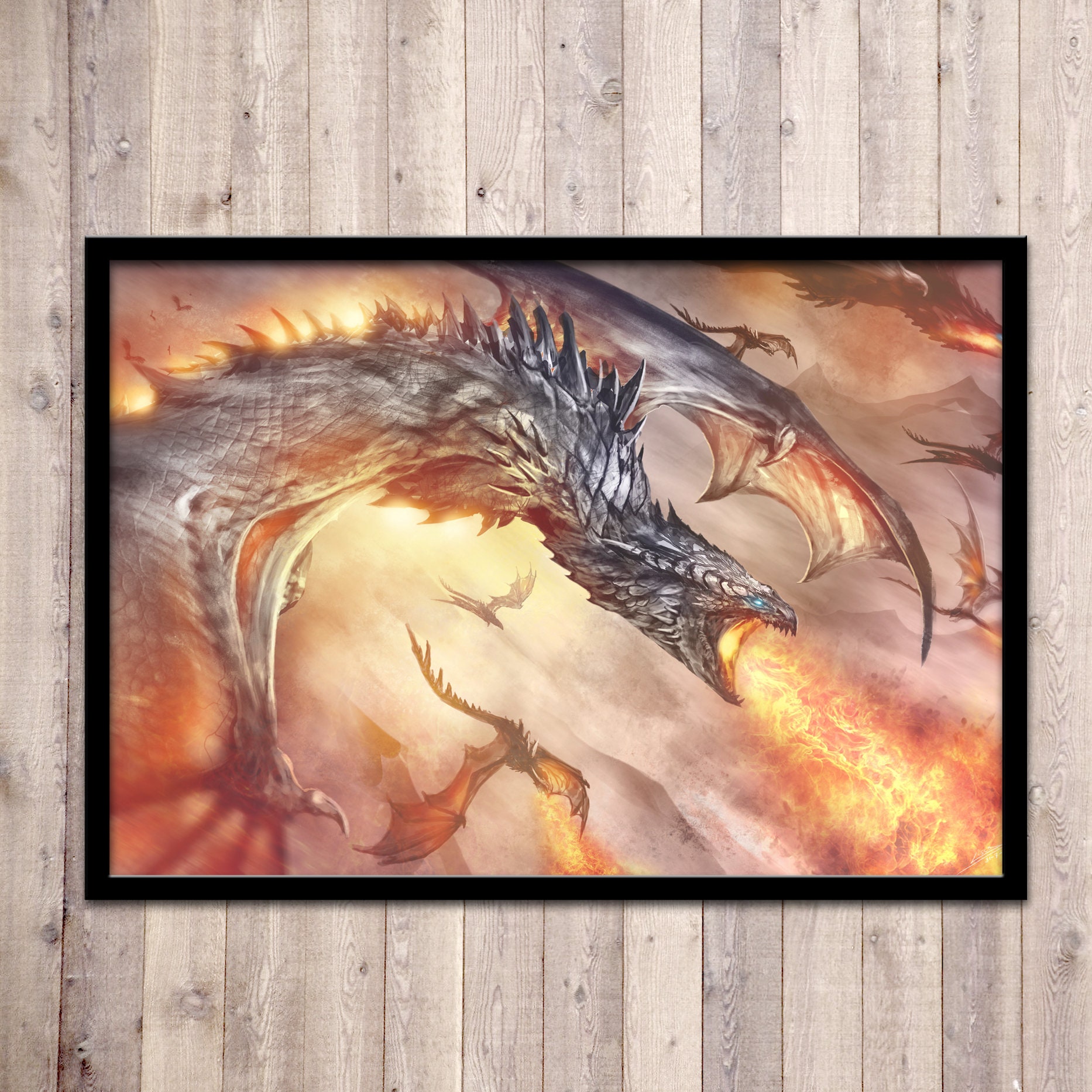 Dragon Poster Illustration Wall Art Print Signed Art - Etsy
