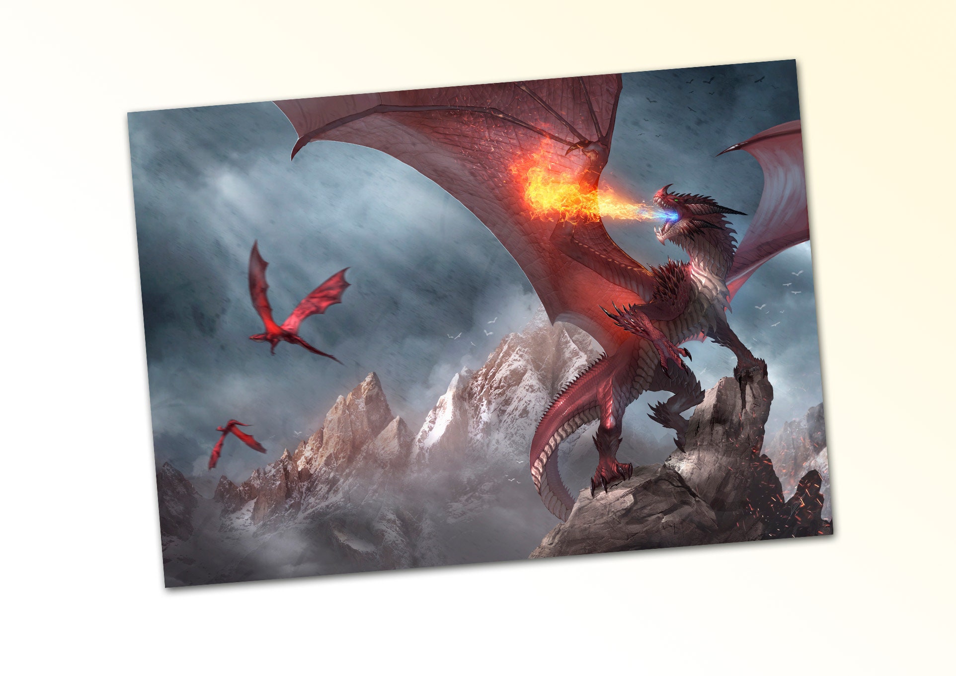 Dragon Poster, Red Dragon, Dragon Art Print, Dragon Wall Art, Poster ...