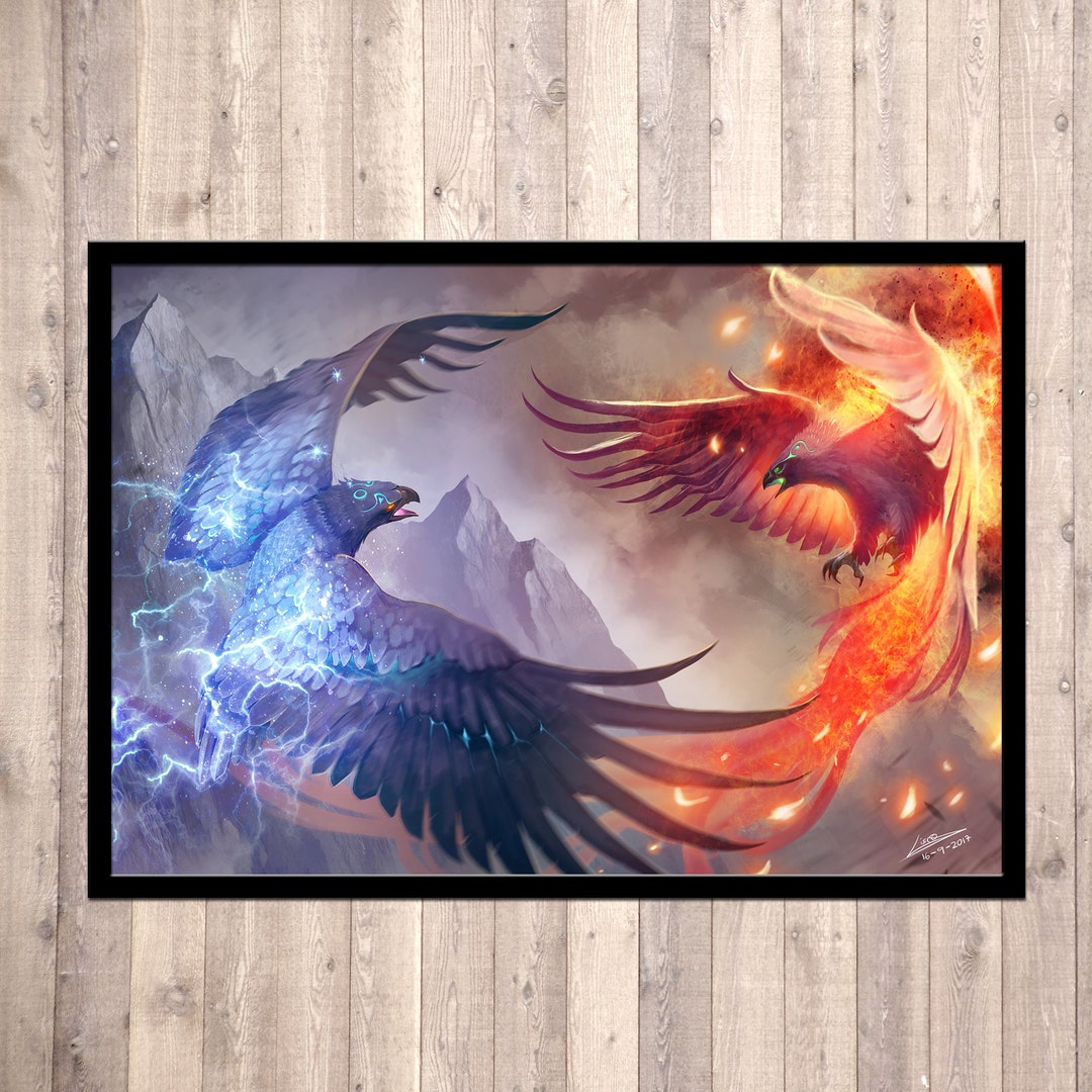 Phoenix, Fenix, Poster, Thunderbird, Firebird, Fantasy Print, Digital ...