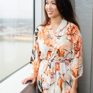 Tropical CORAL Bridesmaid Robe | Tropical Pattern Bridesmaid Robe I ...