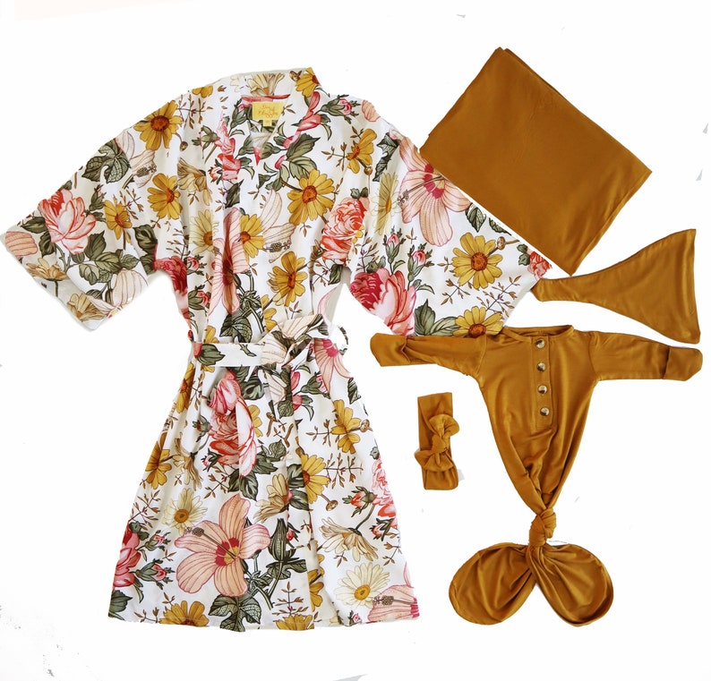 Garden Floral Mommy Robe and Baby Gown Floral Swaddle - Etsy