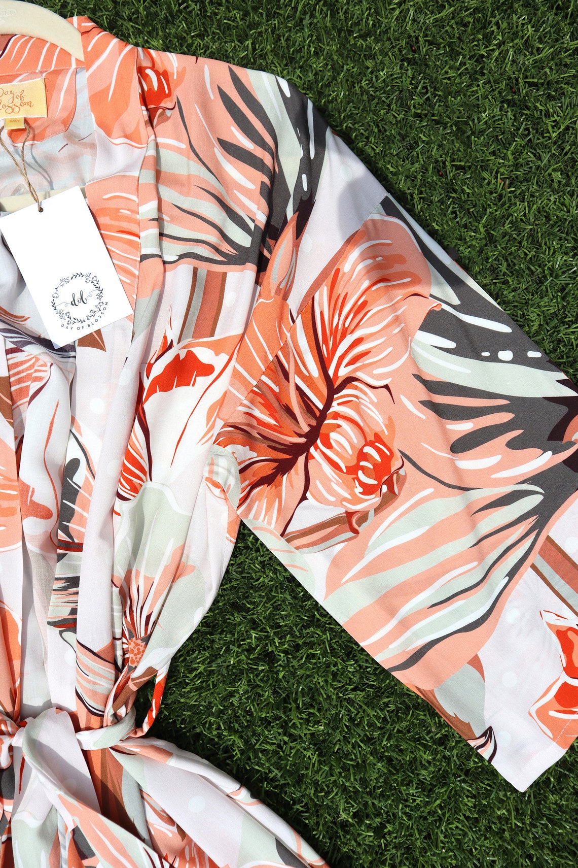 Tropical CORAL Bridesmaid Robe Tropical Pattern Bridesmaid - Etsy