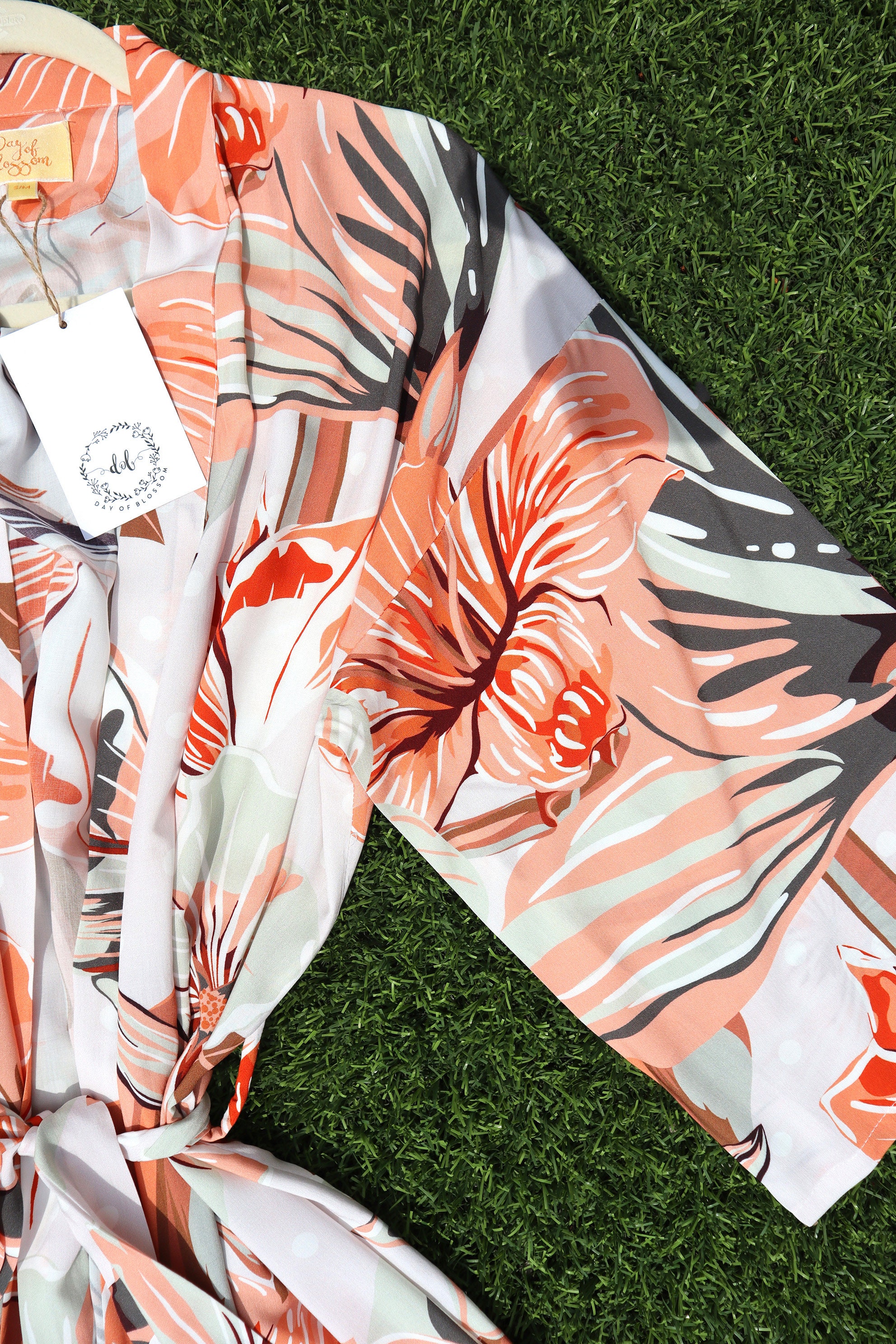 Tropical CORAL Bridesmaid Robe Tropical Pattern Bridesmaid - Etsy