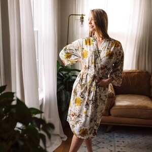 Vintage Garden OCHRE Bridesmaid Robes | Floral Pattern Bridesmaid Robe ...