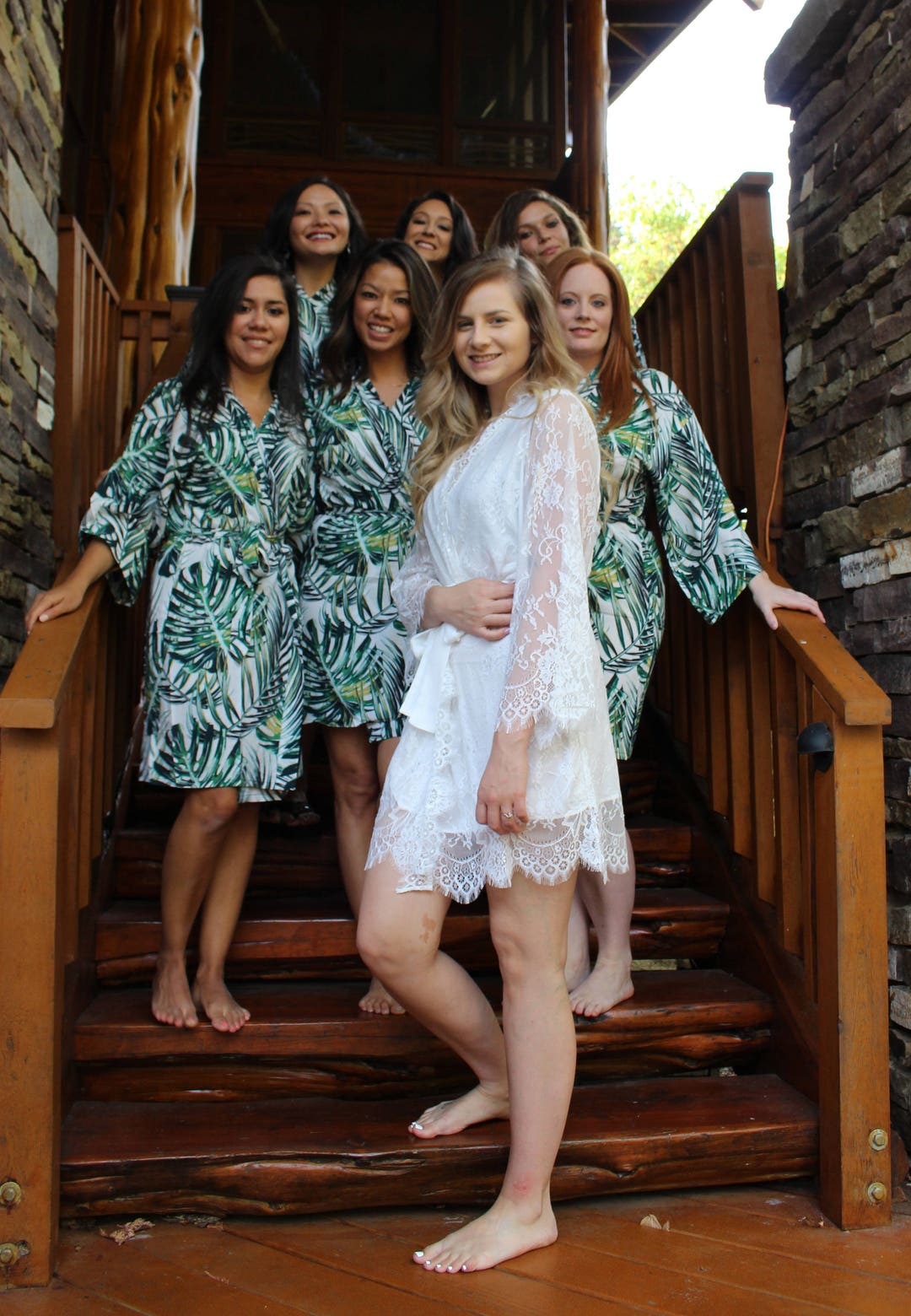 Rayon Cotton Bridesmaid Robe | Tropical Print Bridesmaid Robes ...