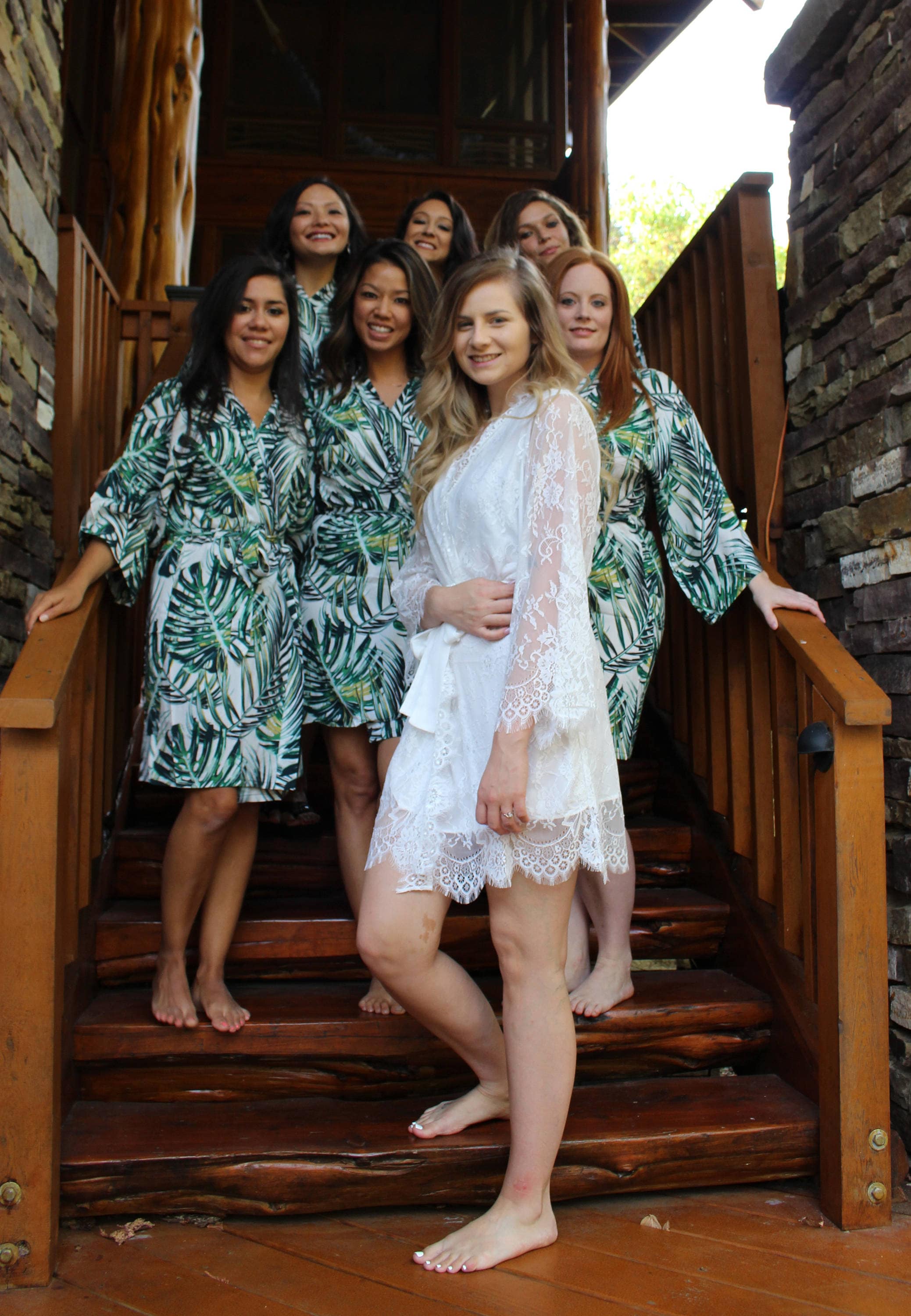 Rayon Cotton Bridesmaid Robe Tropical Print Bridesmaid Robes | Etsy