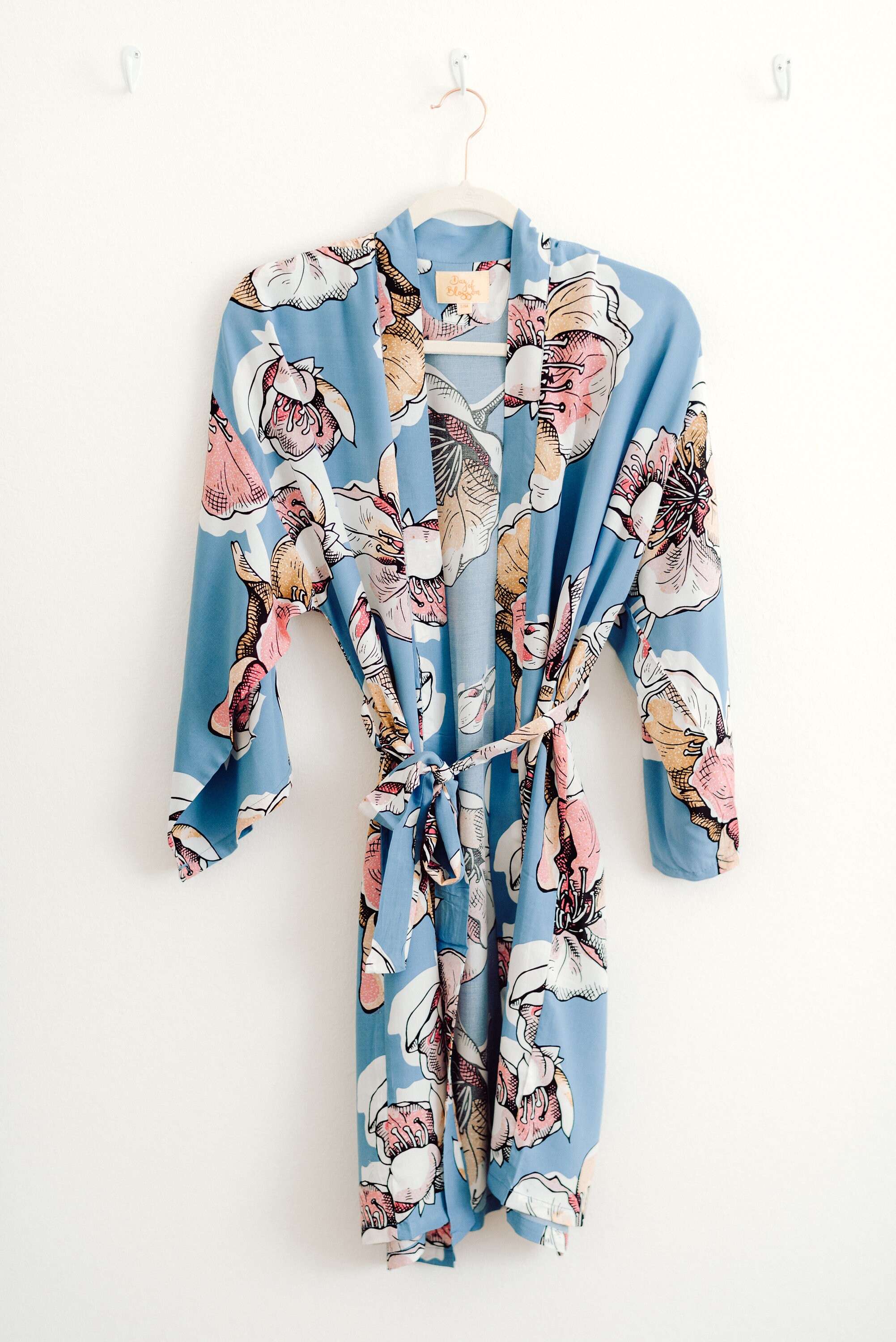 Dusty Blue Bridesmaid Robes Blue Floral Kimono Robe | Etsy