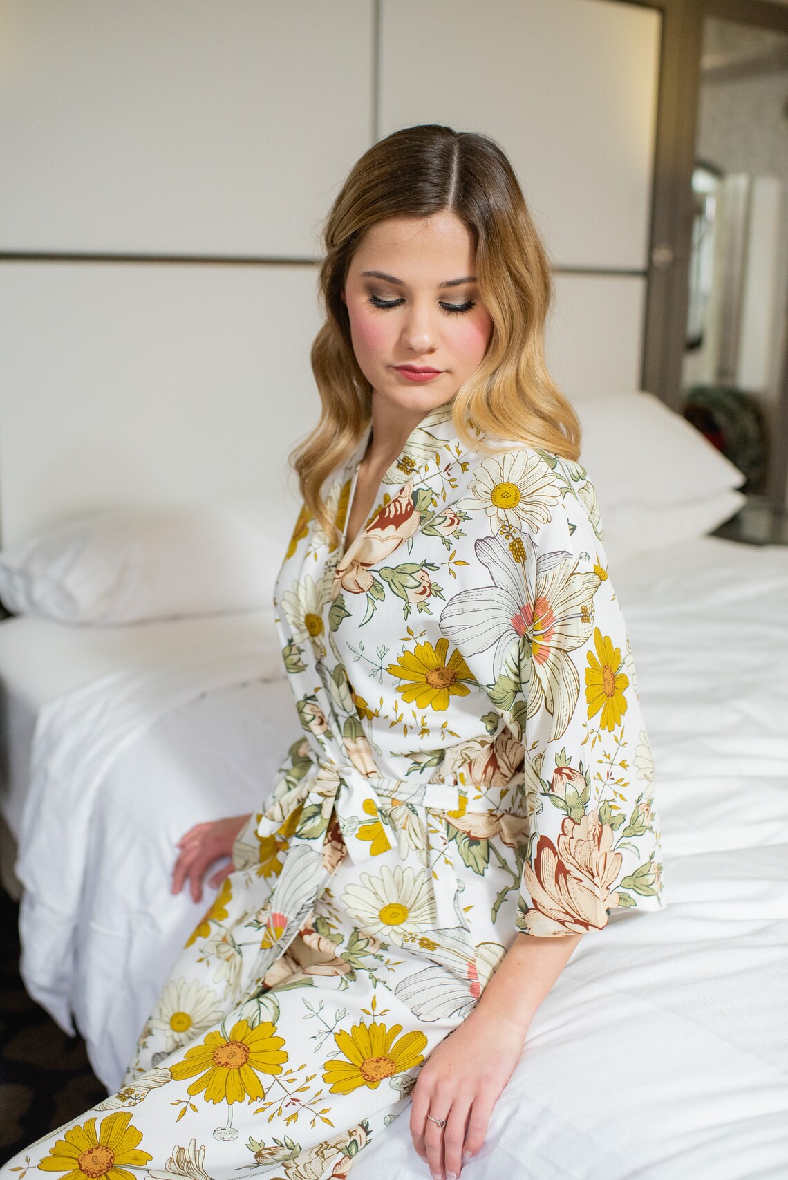 Vintage Garden OCHRE Bridesmaid Robes Floral Pattern | Etsy