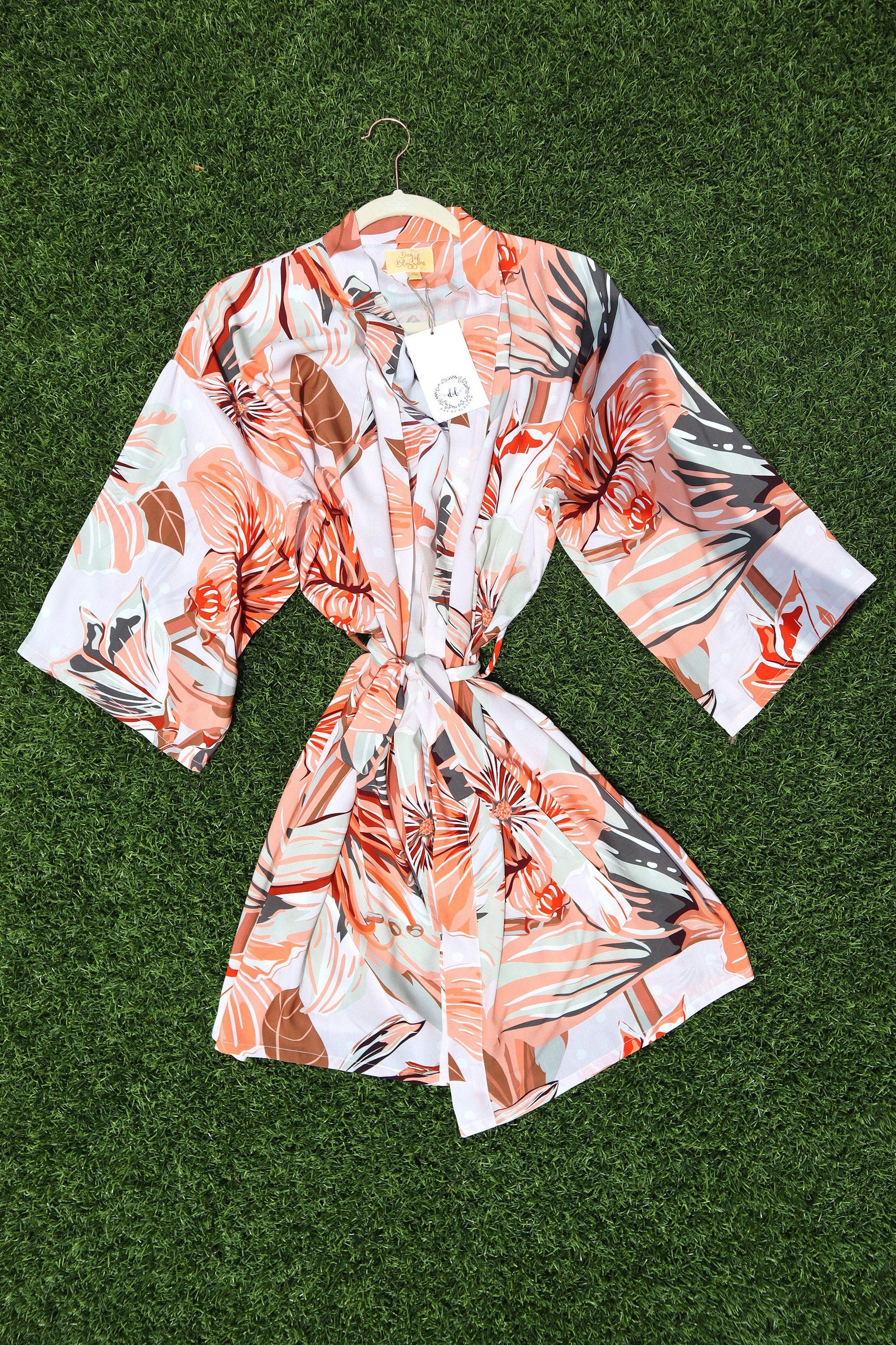 CORAL Bridesmaid Robe Tropical Pattern Bridesmaid Robe I | Etsy