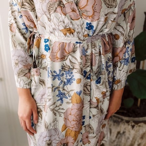 Dusty Rose, Dark Blue and Dusty Purple Print Bridesmaid Robes SET of 2 ...