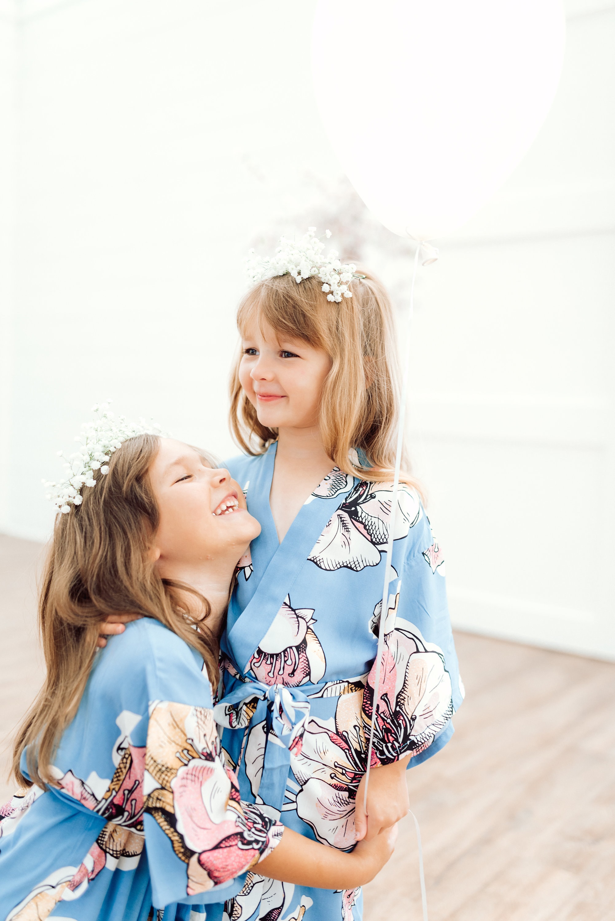 Blue Floral FLOWER GIRL ROBE Kid's Robes for Ages 2-14 | Etsy