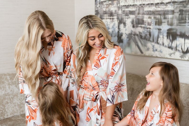 Coral Kimono Robes for Kids Flower Girl Robe Coral I Girls | Etsy