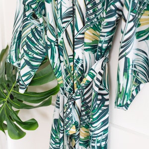 Tropical Leaf Print Robe Bridesmaid Gift | Monstera and Palm Leaf ...