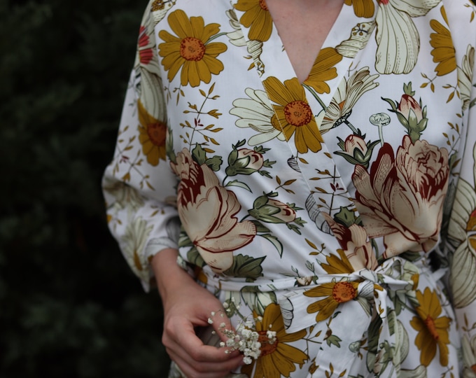 Vintage Garden Floral Bridesmaid Robes Bohemian Wedding Robe Barn ...