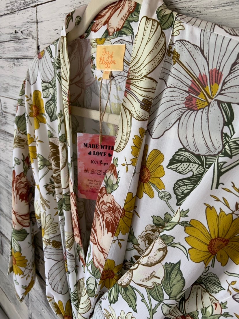 Flower Girl Robes Vintage Garden OCHRE Kids Robes Floral - Etsy