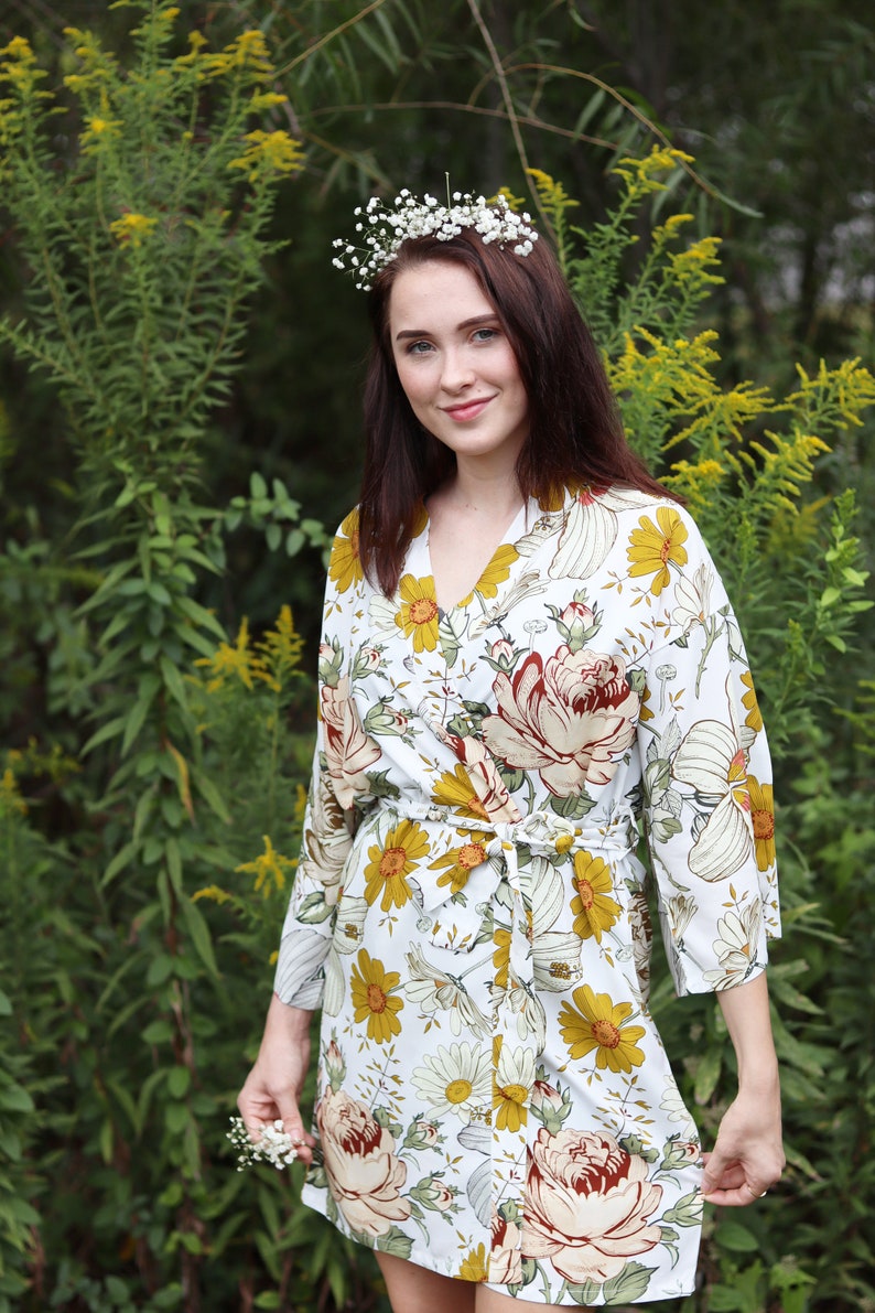 Flower Girl Robes Vintage Garden OCHRE Kids Robes Floral - Etsy