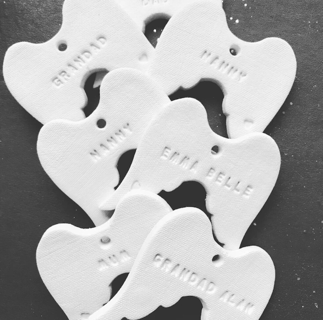 Remembrance Personalised Angel Wings Clay Decoration Memorial - Etsy