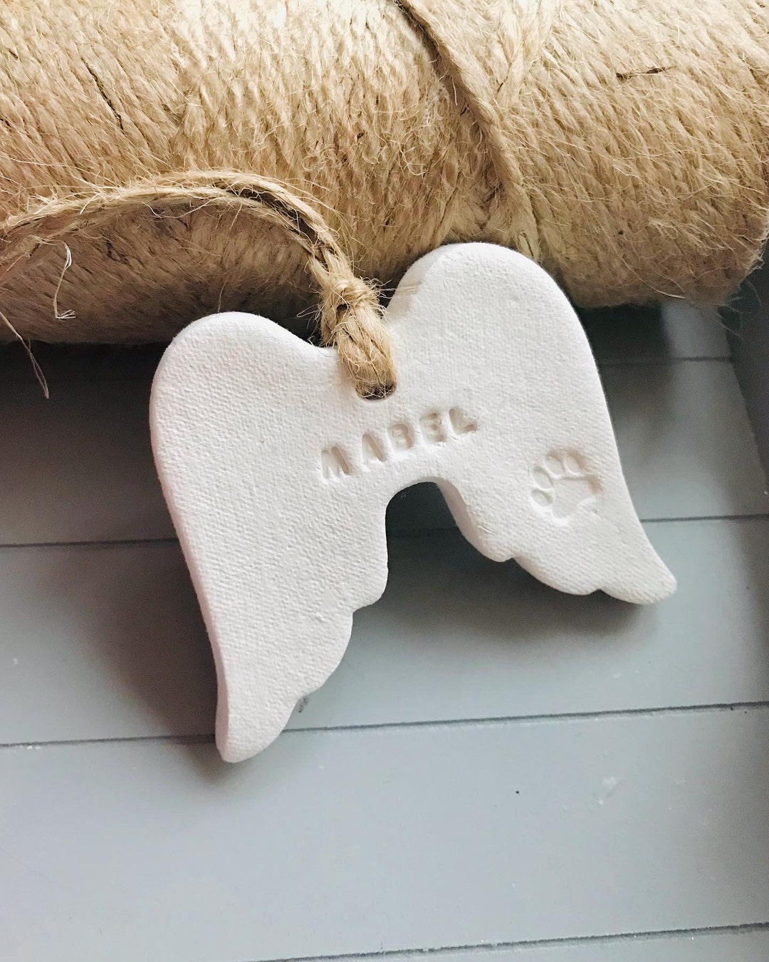 Alas de ángel de arcilla con huella de pata, regalo de recuerdo para ...