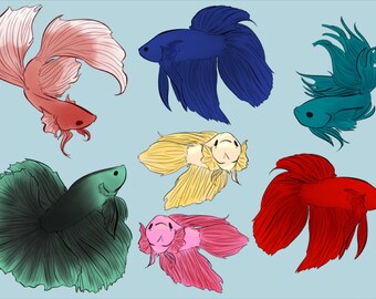 Betta fish art | Etsy