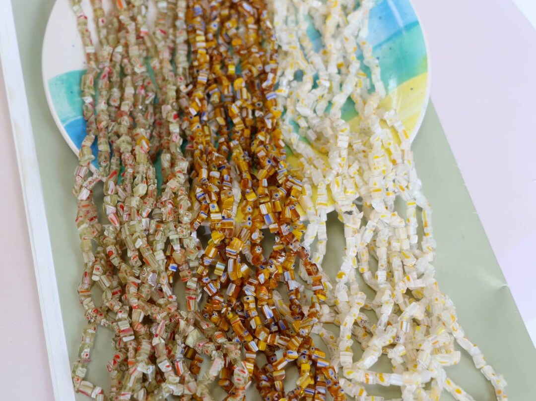 15 Inch Strand Millefiori Glass Chip Bead, Irregular Freeform Murano ...
