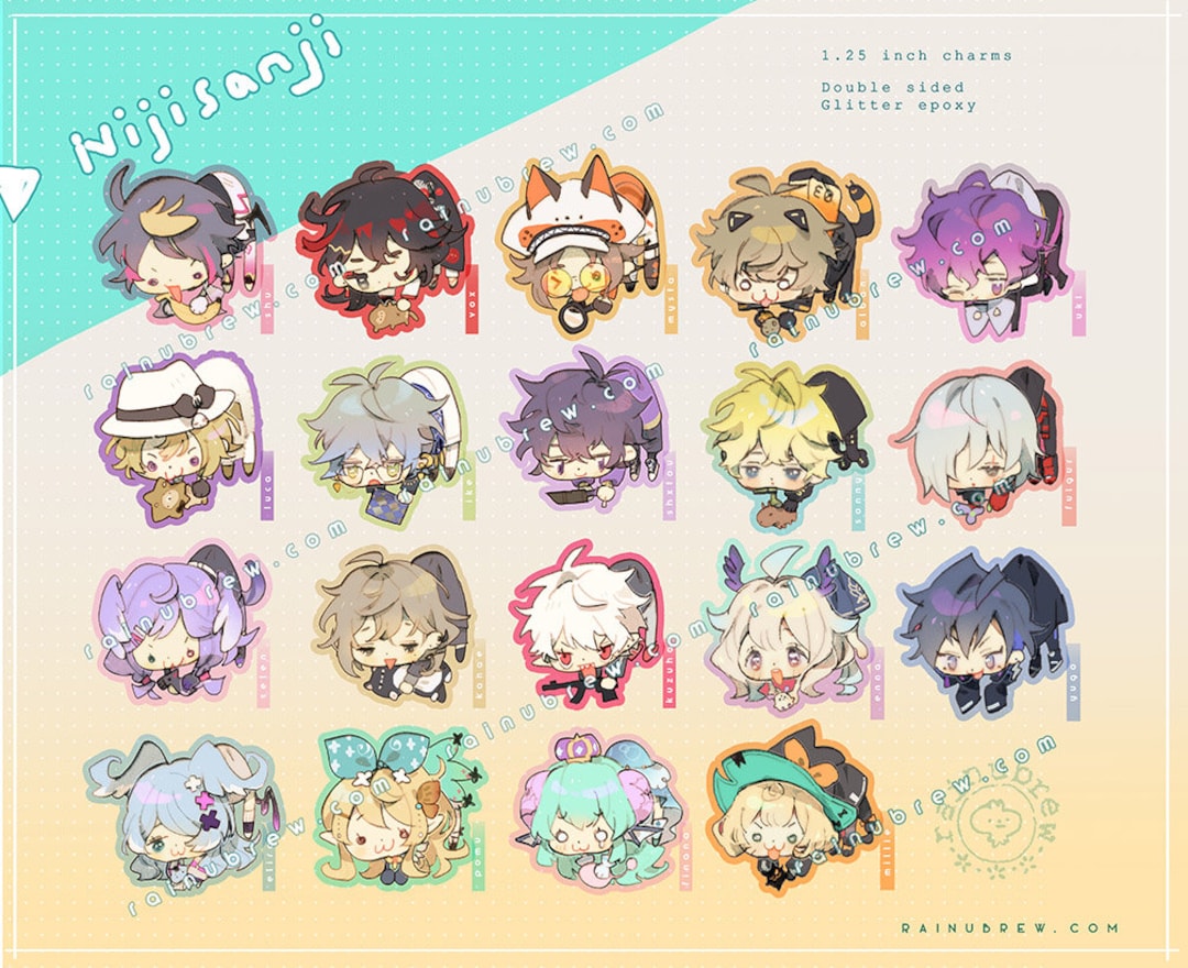 Nijisanji EN Vtuber | 1.25 Inch Charms Keychains | Luxiem + Lazulight + Noctyx - Etsy