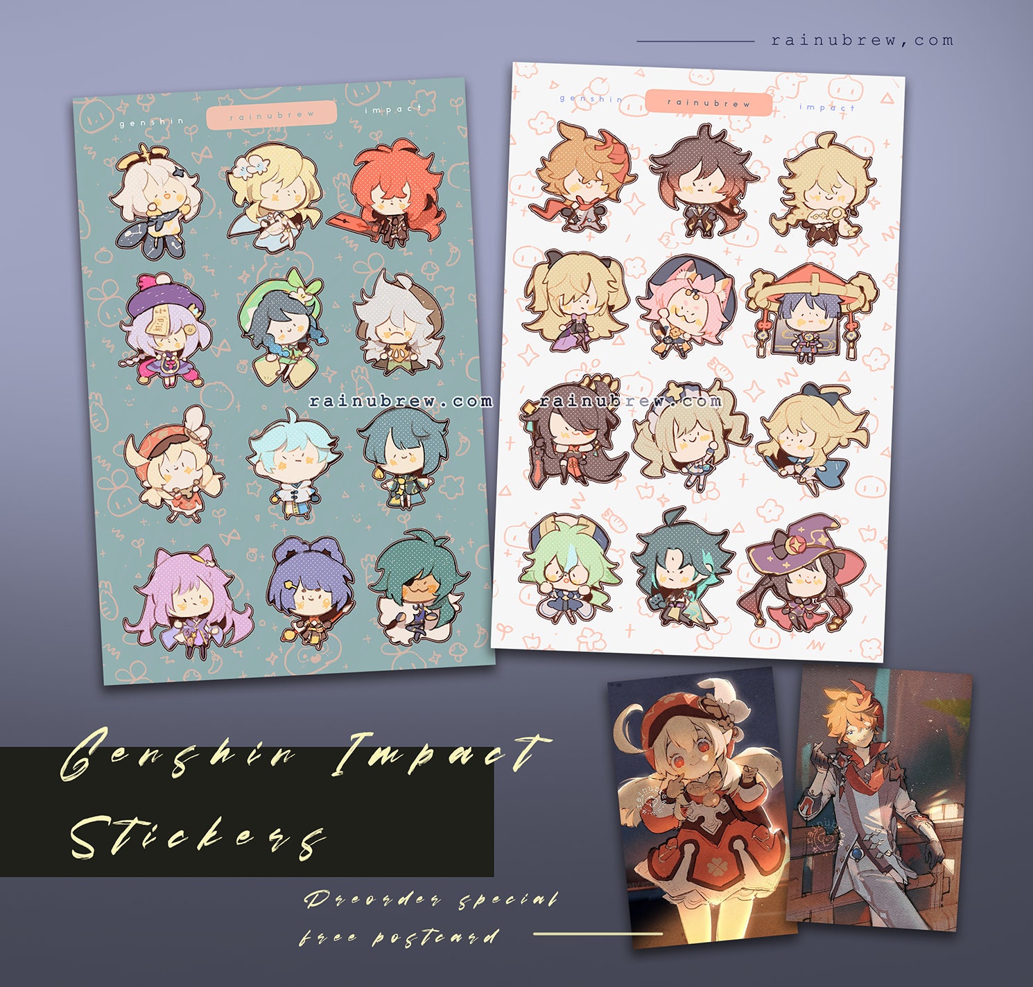 Paper & Party Supplies Set 1 Genshin Impact Sticker Sheet Stickers ...