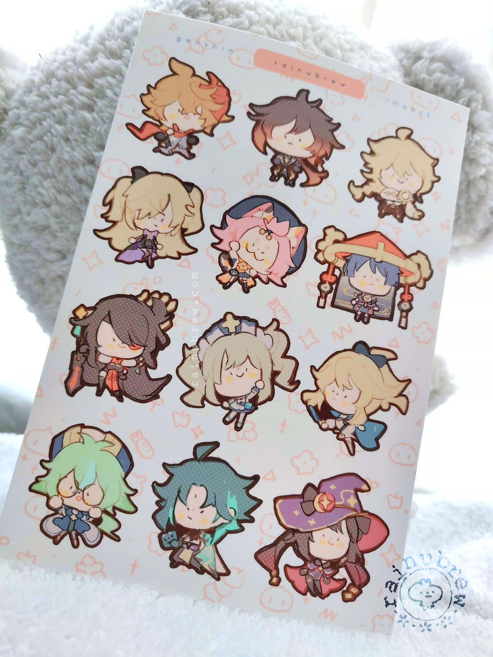 Genshin Impact Vinyl Sticker Sheets White & Teal Collection - Etsy