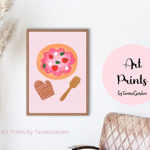 Pink Pizza Kitchen Wall Art – Fun Digital Download, Food Illustration ...