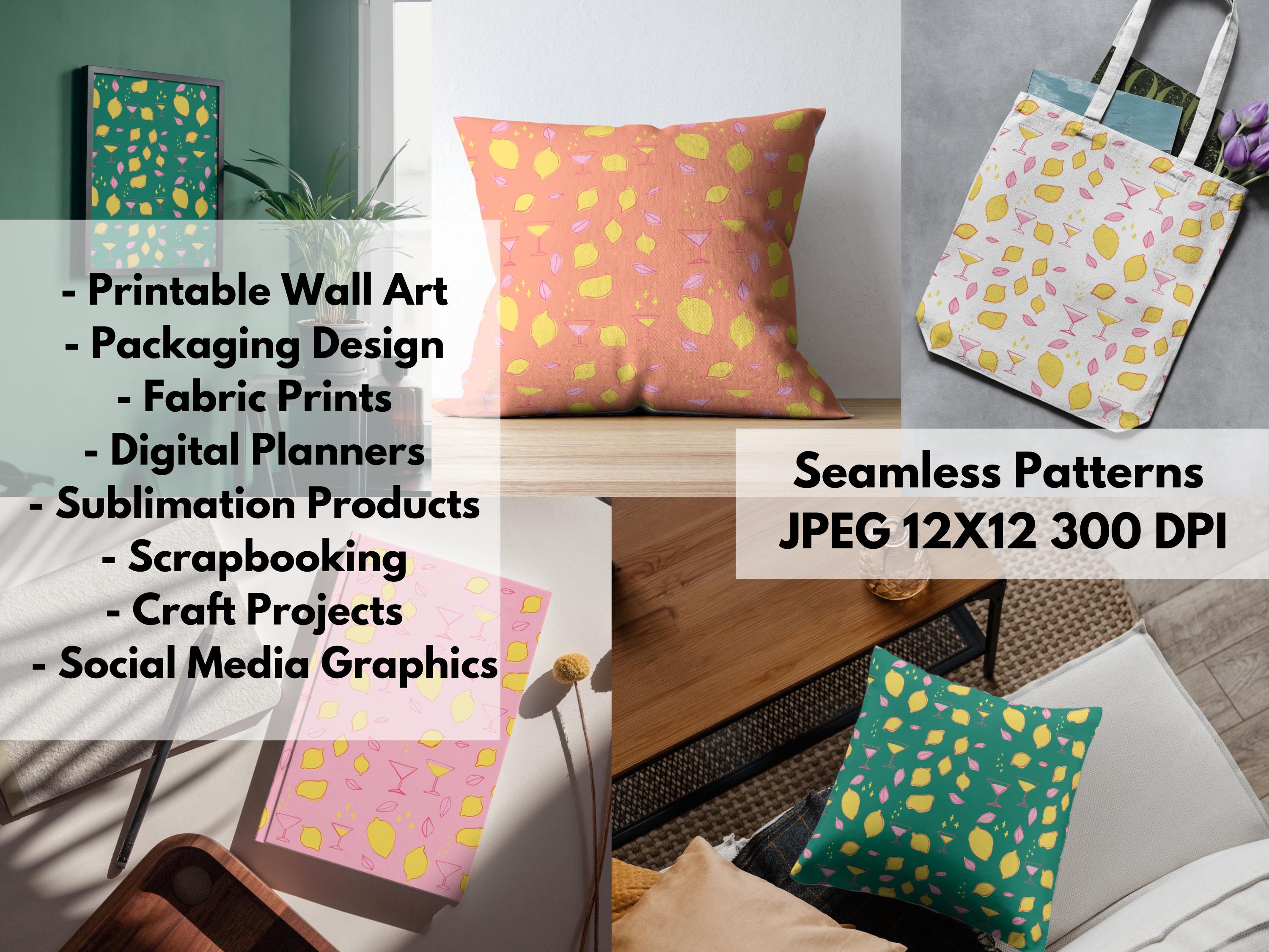 Limoncello Seamless Pattern Set – Lemon Cocktail Digital Paper ...