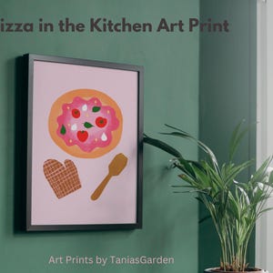 Pink Pizza Kitchen Wall Art – Fun Digital Download, Food Illustration ...