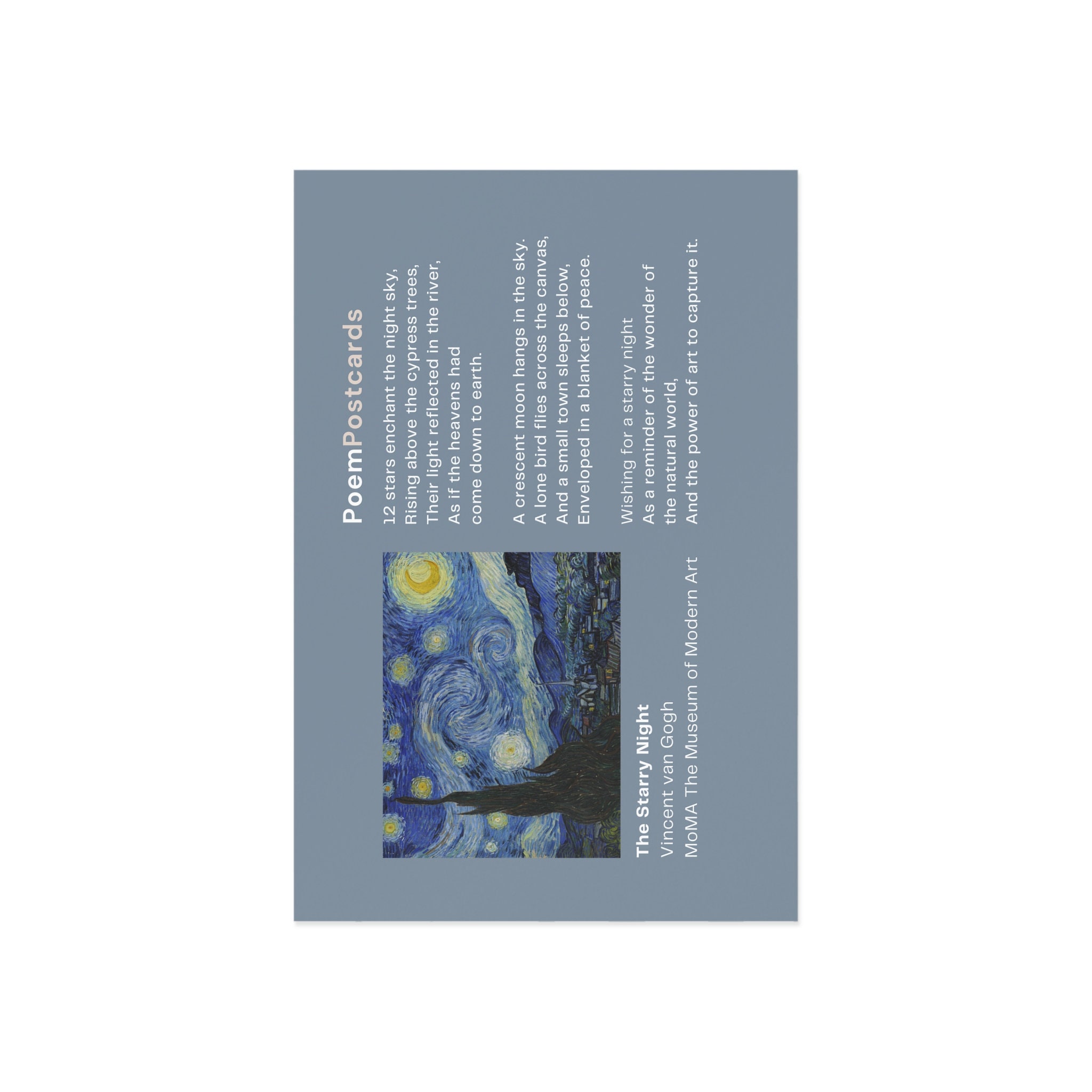 The Starry Night Impressionist Oil Fine Art Poem Postcard Painting ...