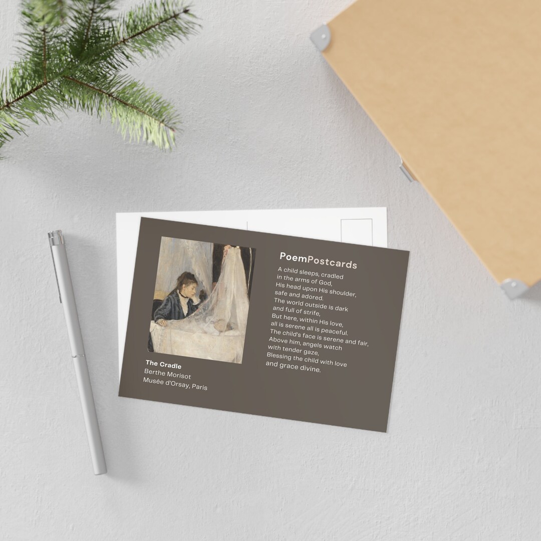 The Cradle Impressionist Oil Fine Art Poem Postcard Baby Shower Newborn ...