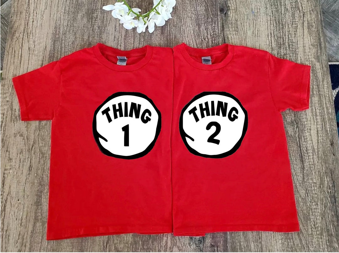 THING 1 THING 2 Kids Shirt, Dr Seuss, Cotton, Red Shirt, Youth, Toddler ...