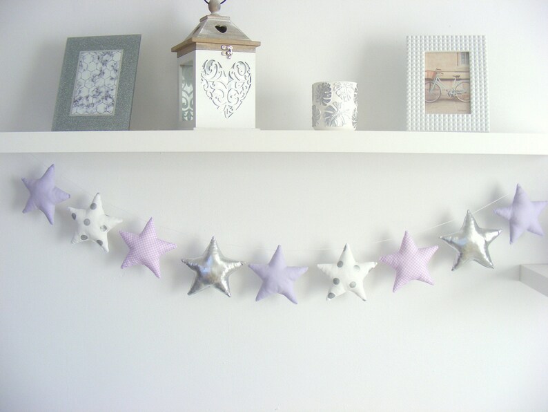 Silver and lavender Star Garland Wall Hanging Lavender | Etsy