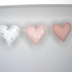 Powder Pink Heart Fabric Garland Nursery Decor Kids Room Decor Nursery ...