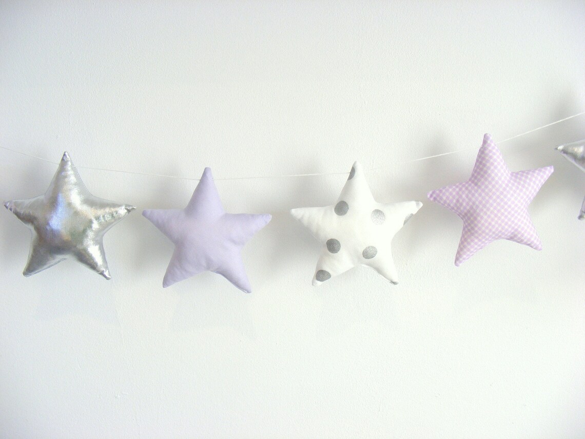 Silver and lavender Star Garland Wall Hanging Lavender | Etsy